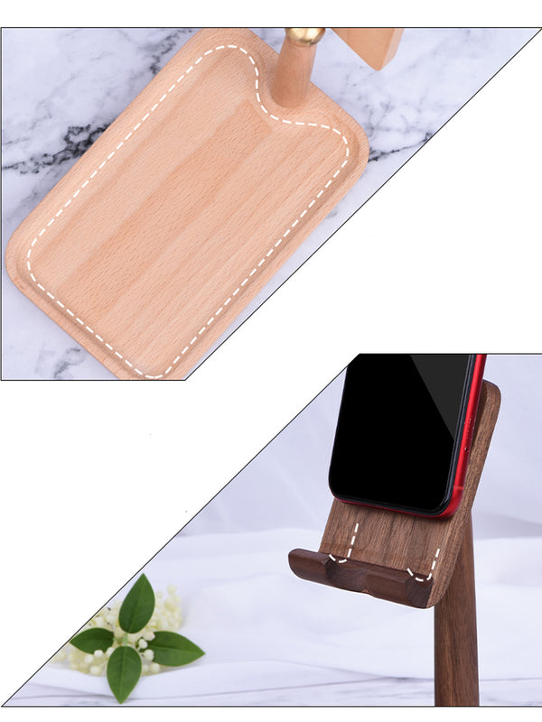 180 Degree Rotatable Wooden Mobile Phone Holder With Storage Tray ...