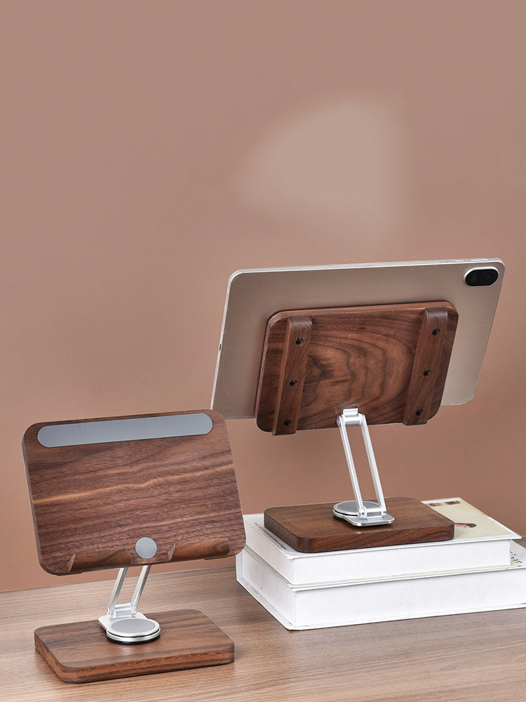 360° Rotating Black Walnut Wood iPad Stand,Tablet Stand – More Angle