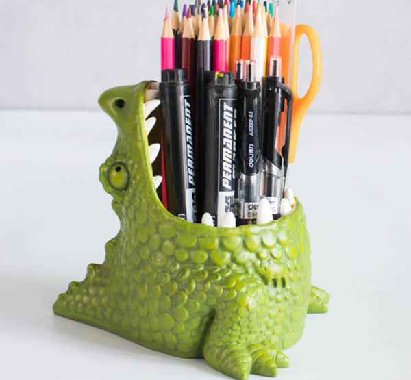 Green Big Mouth Monster Pen Holder, Office Desk Decoration – More Angle