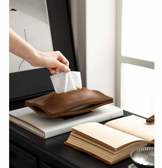 Office Modern Art Wooden Tissue Box, Simple Design – More Angle