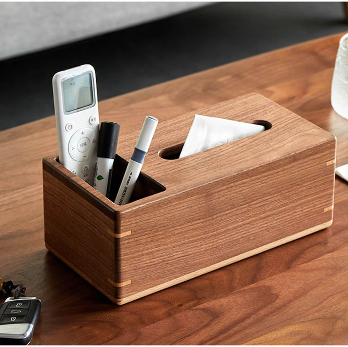 Wooden Desktop Organization Storage,Tissue Box, Black Walnut Classic D ...
