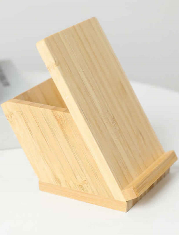 Bamboo Angled Desk Pen Holder with Phone Stand,Office Organizer – More ...
