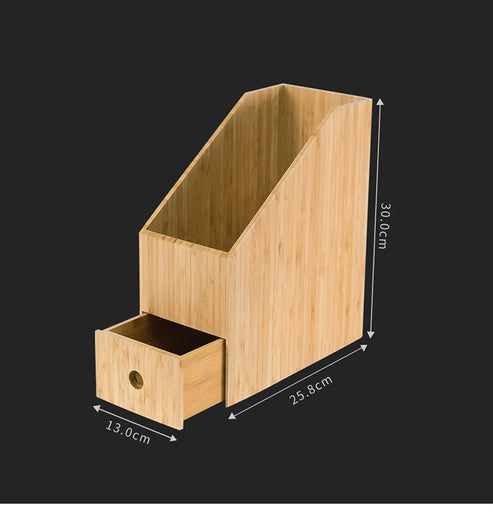 Bamboo Wooden Office Desktop Storage Box, File Box – More Angle