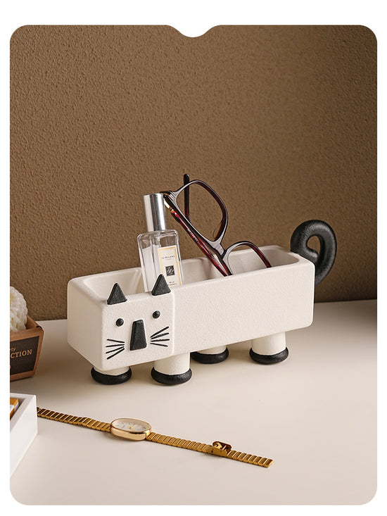 Bearded Cat Desktop Organizer, Fun Home Office Decoration Storage Box ...