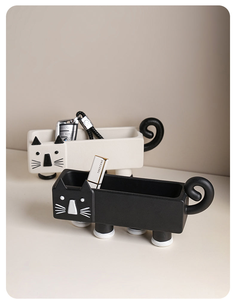 Bearded Cat Desktop Organizer, Fun Home Office Decoration Storage Box ...