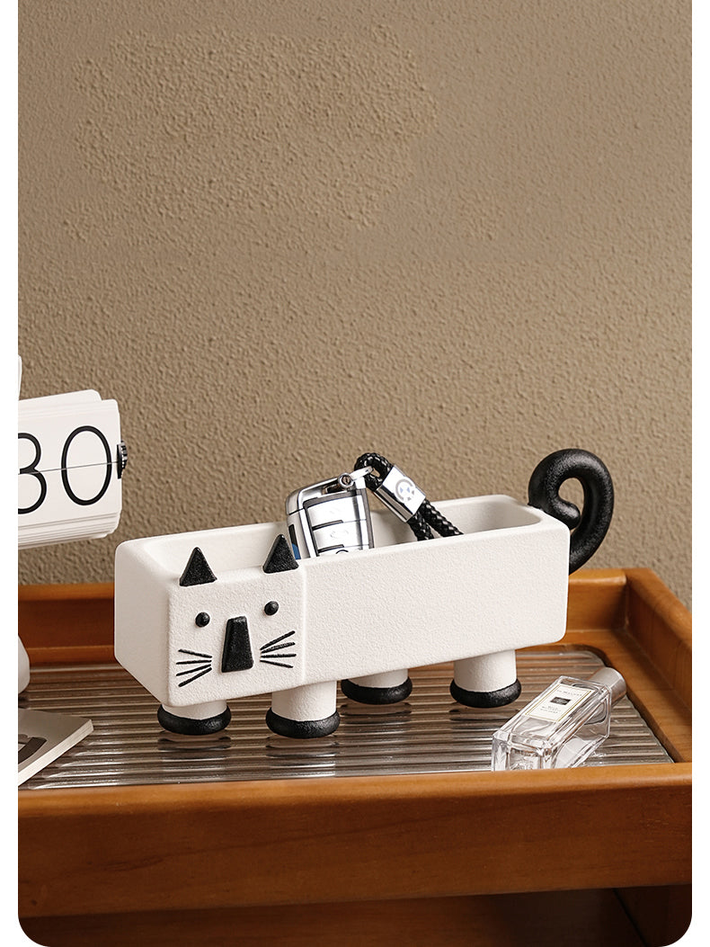 Bearded Cat Desktop Organizer, Fun Home Office Decoration Storage Box ...