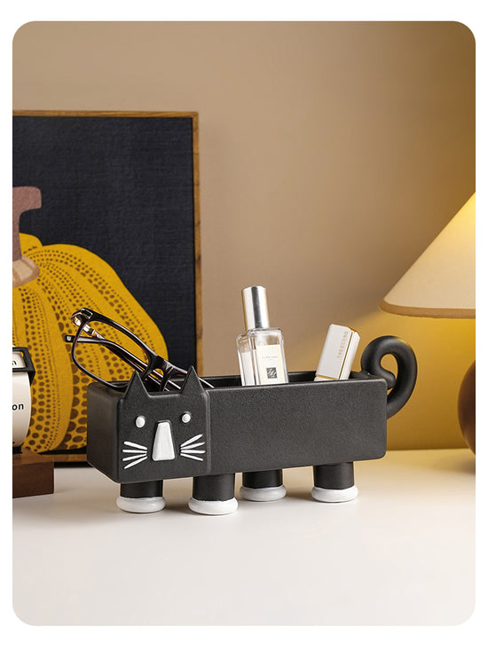 Bearded Cat Desktop Organizer, Fun Home Office Decoration Storage Box ...