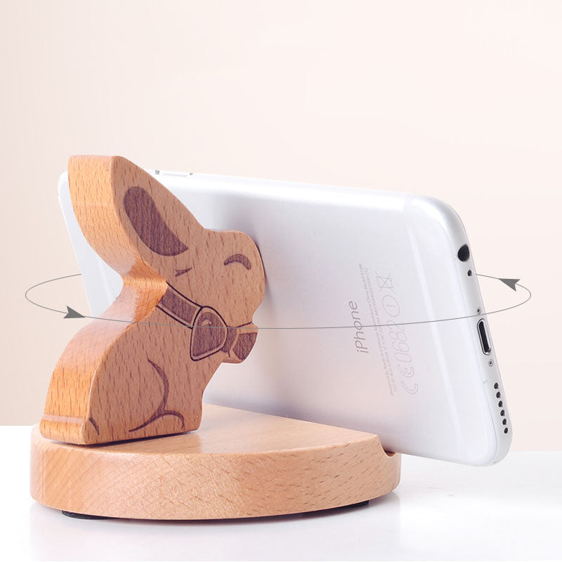 Big Ears Bunny Wooden Mobile Phone Holder – More Angle