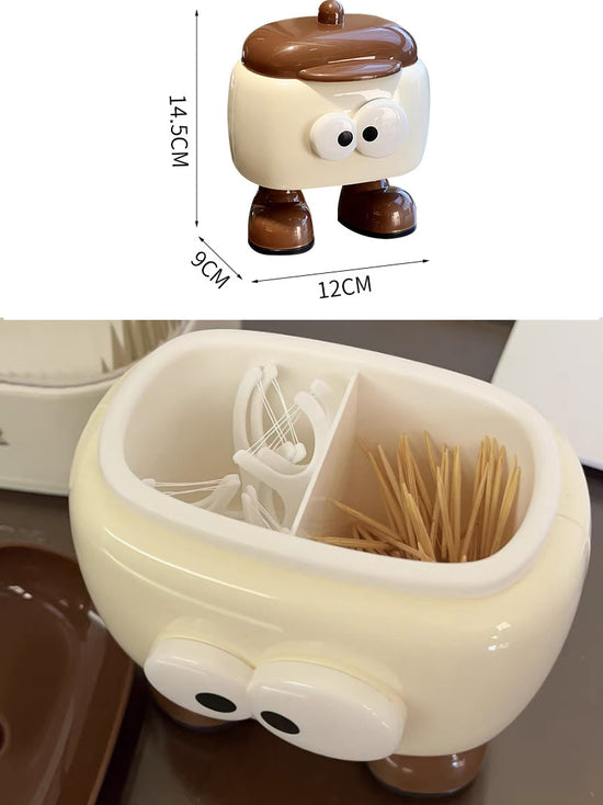 Big Eyes Cartoon Toothpick Box, Cotton Swab Box, Desktop Decoration ...