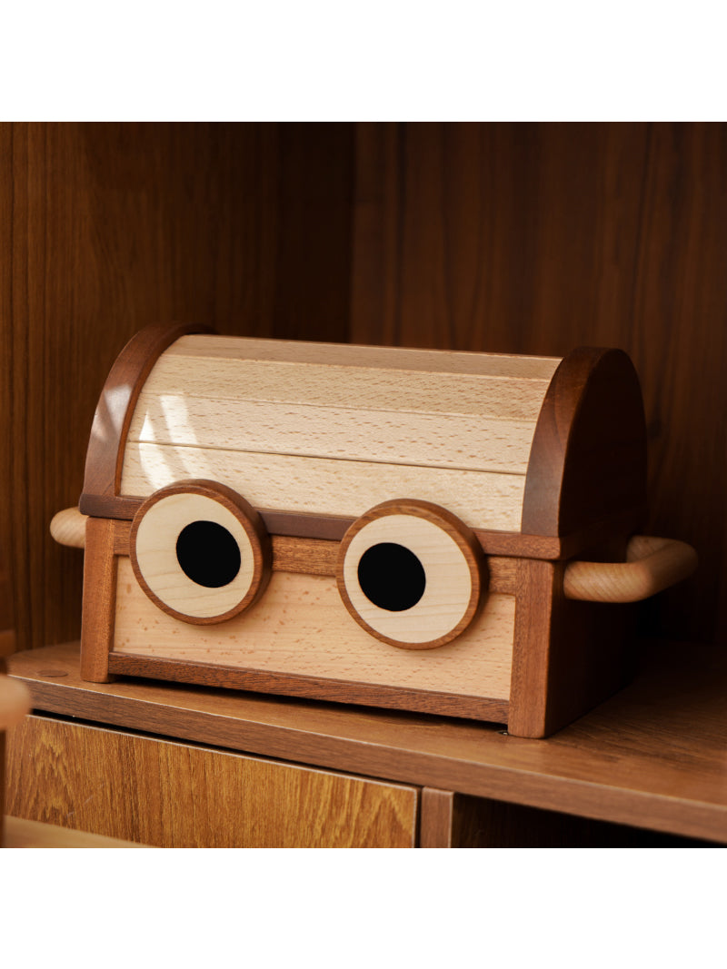 Big Eyes Smiling Face Wooden Savings Box, Storage Box,Small Treasure B ...