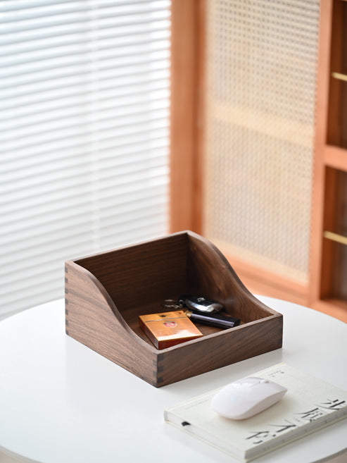 Black Walnut Desktop Storage Box, Wooden Office Organization – MoreAngle