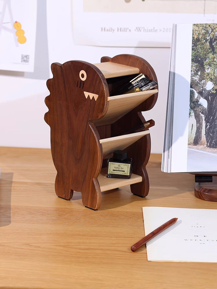 Black Walnut Dinosaur Multi-Layer Pen Holder - Wooden Office Supplies ...