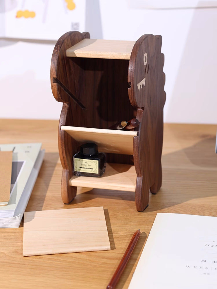 Black Walnut Dinosaur Multi-Layer Pen Holder - Wooden Office Supplies ...