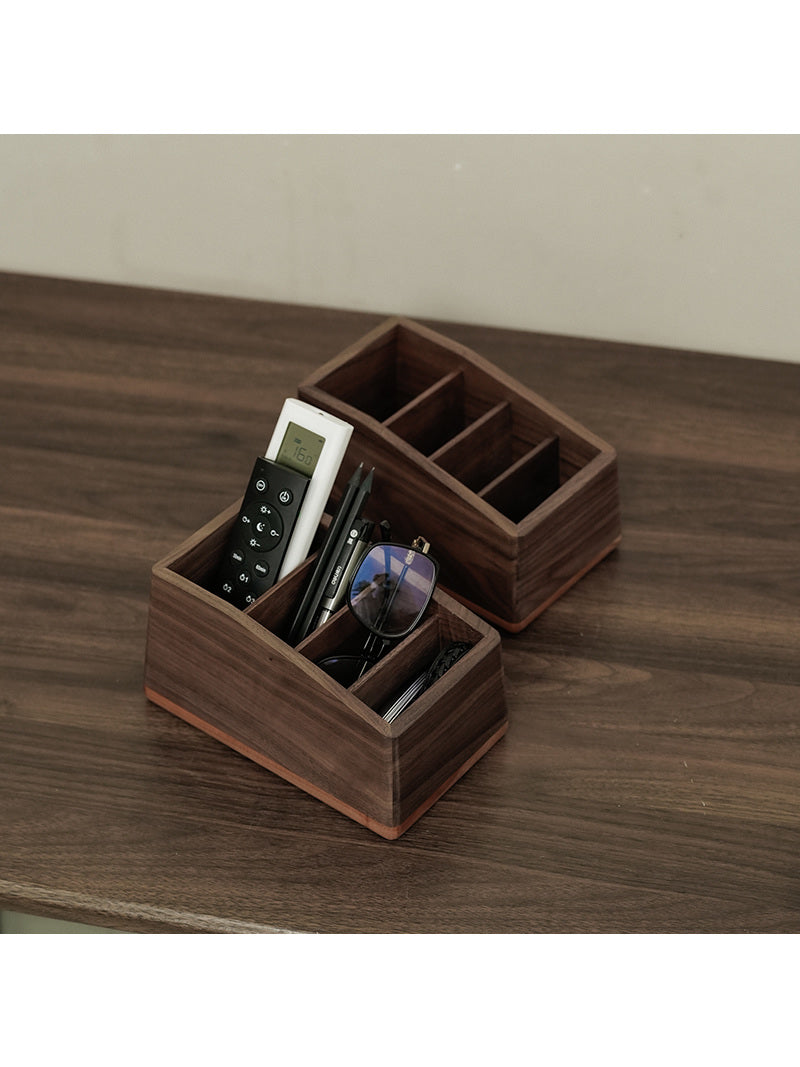 Black Walnut Office Storage Box, Pen Holder,Desktop Organize – More Angle