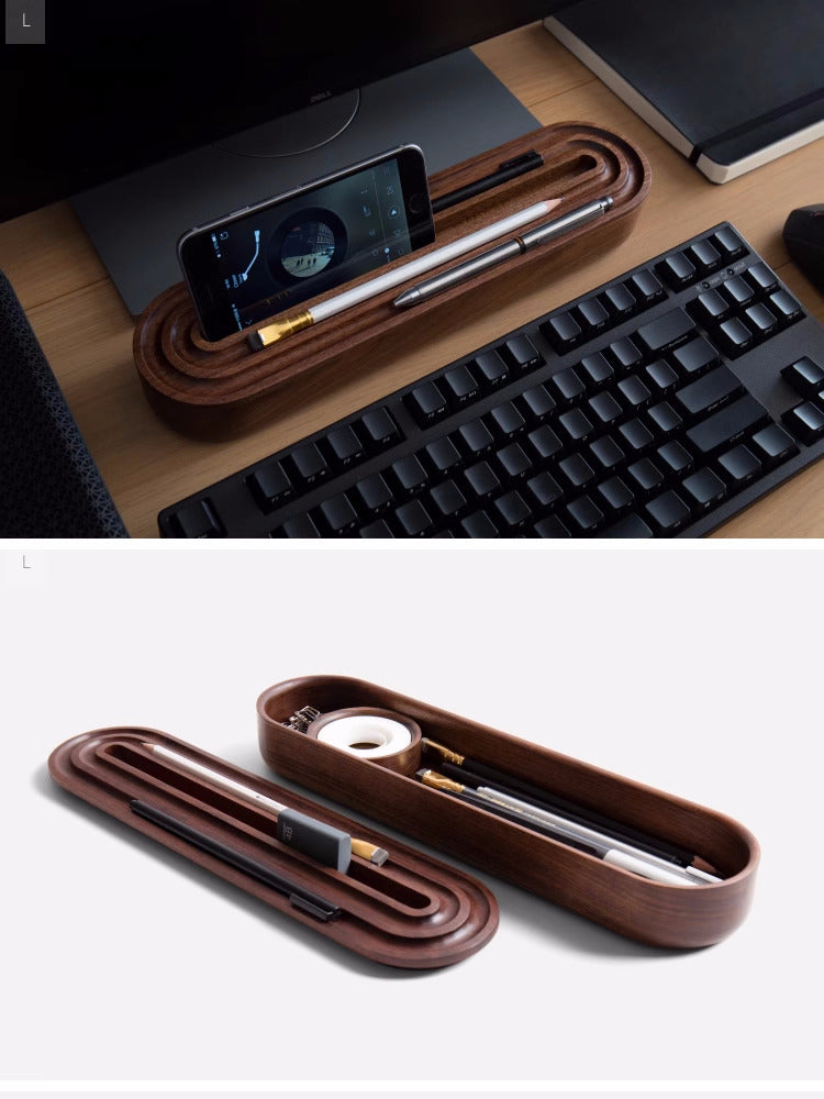 Black Walnut Office Storage Box, Paper Clip Box, Pen Holder – More Angle