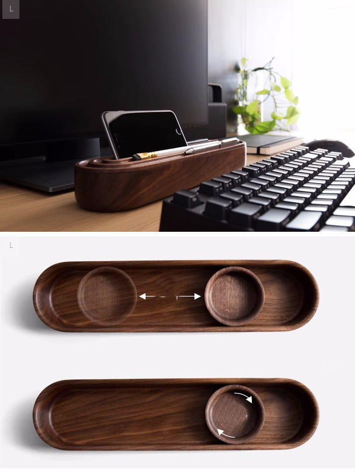 Black Walnut Office Storage Box, Paper Clip Box, Pen Holder – More Angle