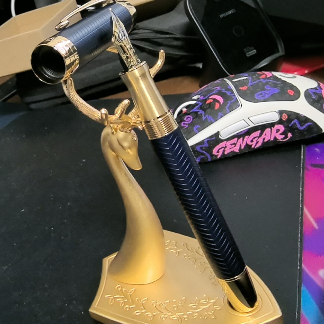 Brass Deer Head Pen Holder & Desktop Decor - Office Stationery Organiz ...