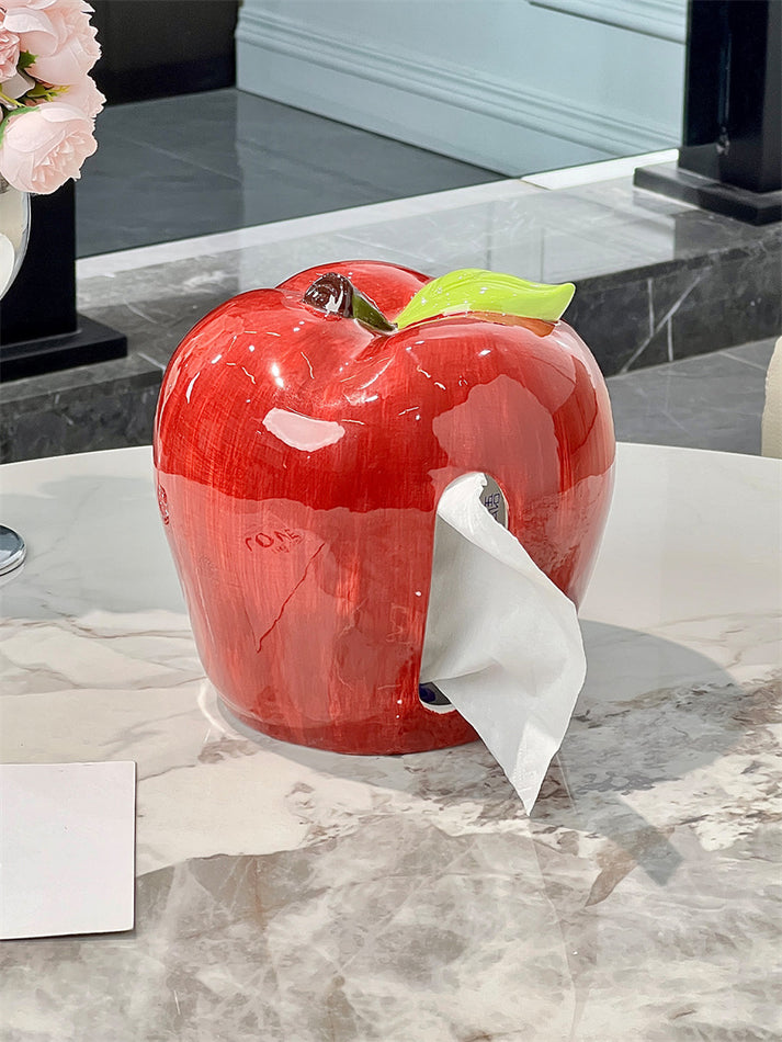 Ceramic Red Apple Tissue Box - Elegant Fruit-Shaped Home Decor with Fu ...