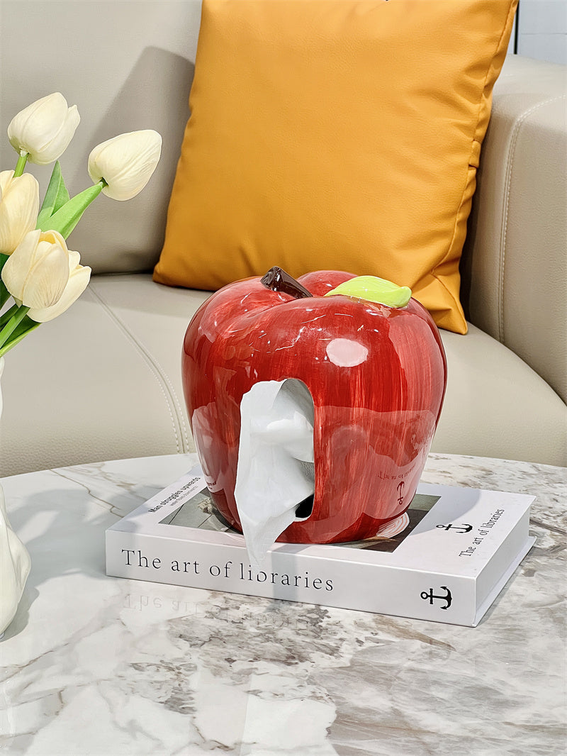 Ceramic Red Apple Tissue Box - Elegant Fruit-Shaped Home Decor with Fu ...