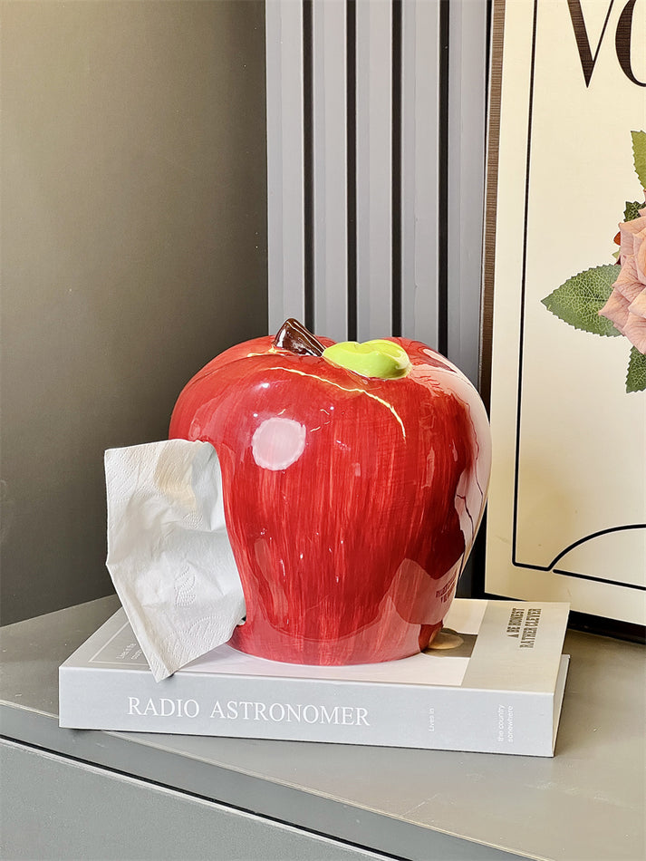 Ceramic Red Apple Tissue Box - Elegant Fruit-Shaped Home Decor with Fu ...