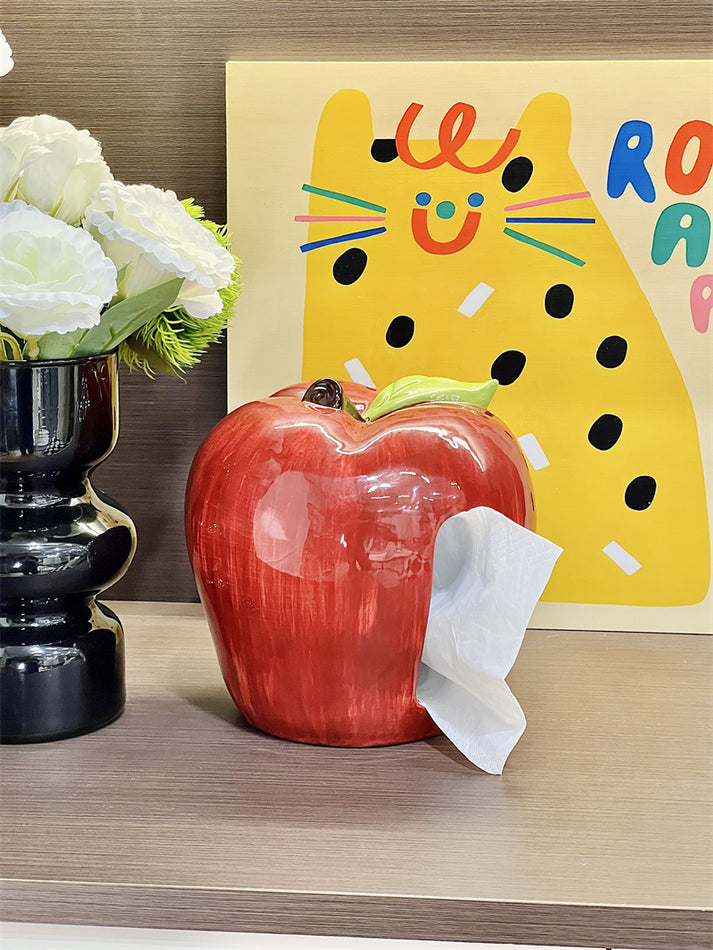 Ceramic Red Apple Tissue Box - Elegant Fruit-Shaped Home Decor with Fu ...