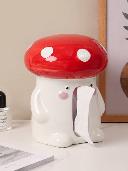 Ceramic Red Mushroom Tissue Box, Home Decoration Idea – More Angle