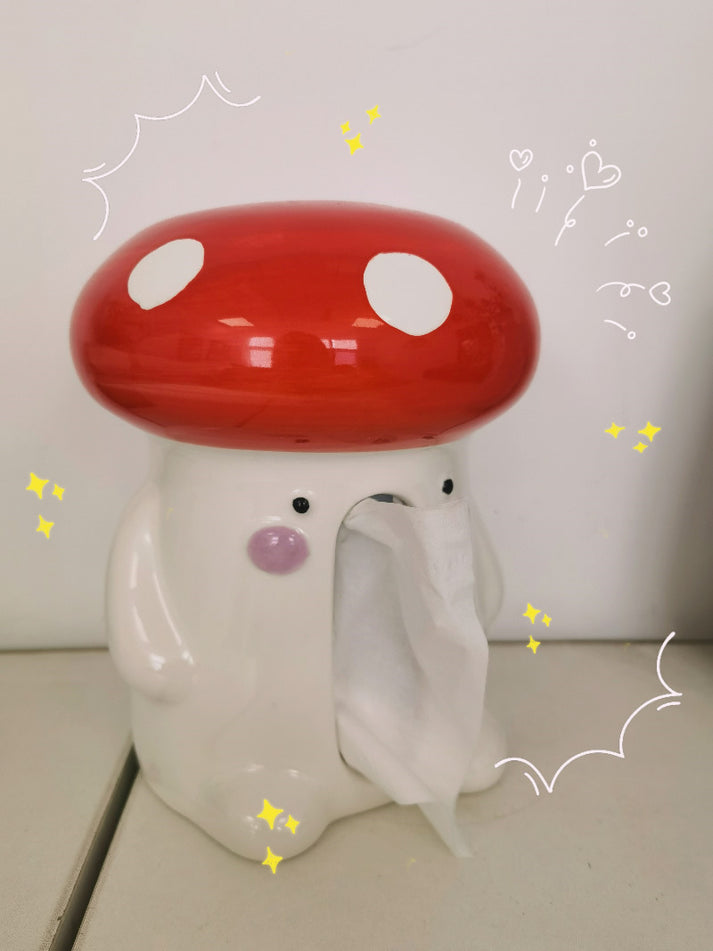 Ceramic Red Mushroom Tissue Box, Home Decoration Idea – More Angle