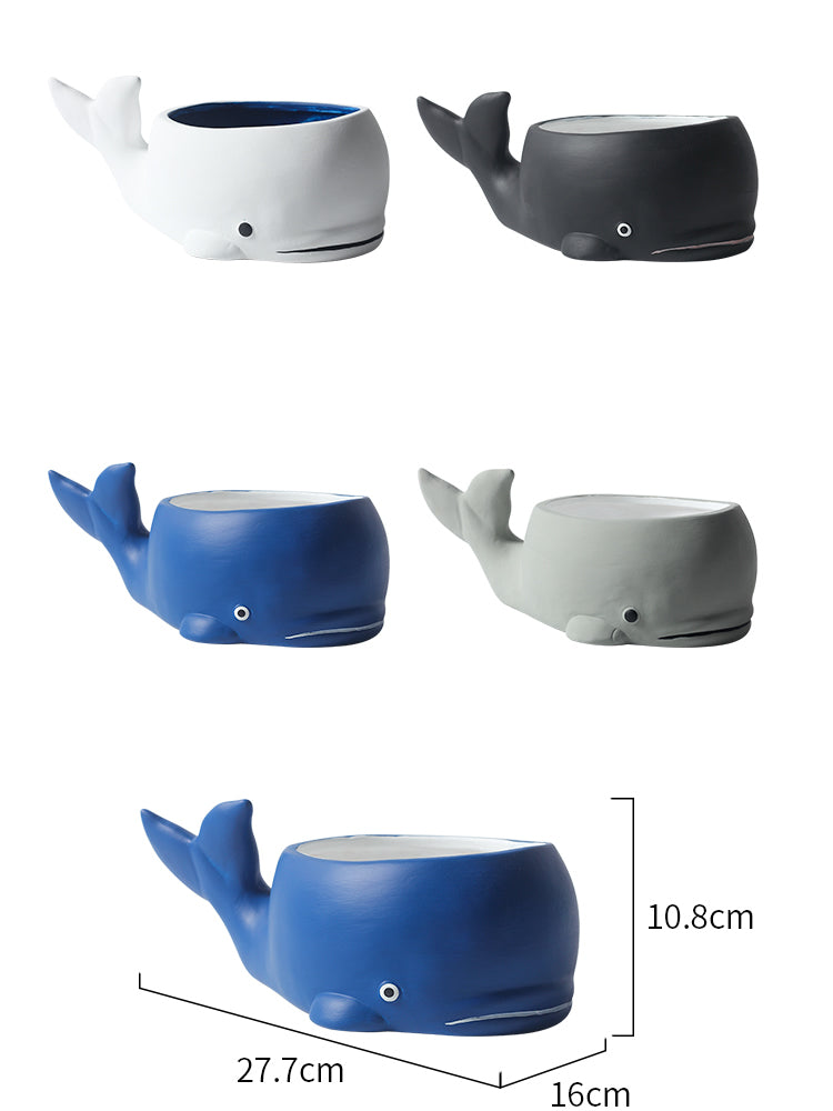 Ceramic Whale Flower Pot, Unique Garden Animal Decoration – More Angle