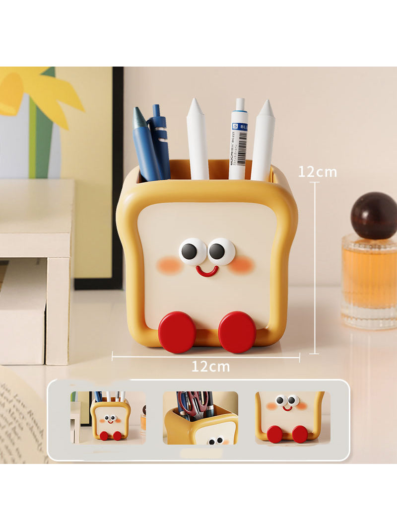 Cheerful Cartoon Pen Holder - Smiley Face Stationery Organizer for Des ...