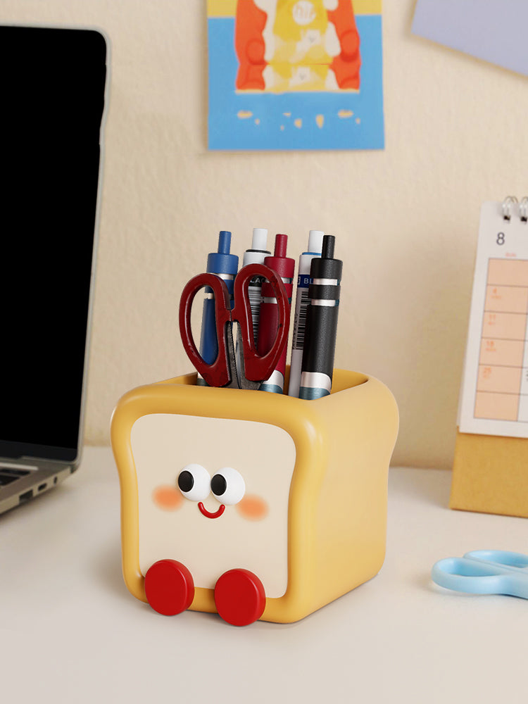 Cheerful Cartoon Pen Holder - Smiley Face Stationery Organizer for Des ...