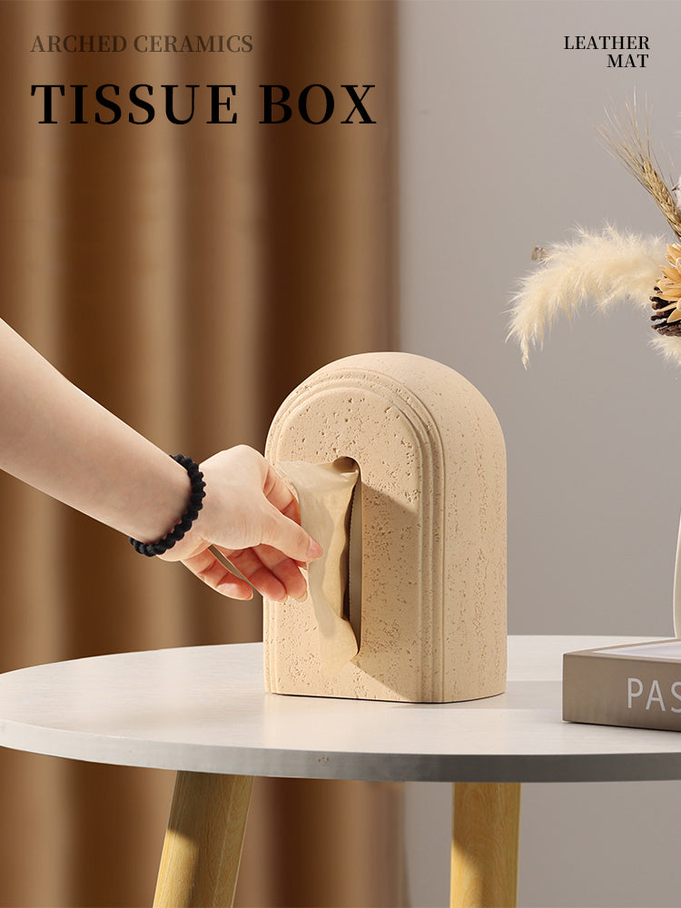 Classic Arch-Shaped Art Tissue Box - Elegant Home Decor – More Angle