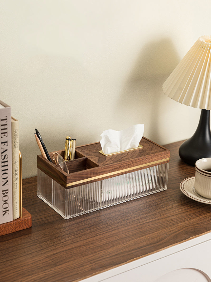 Classic Art Wooden Transparent Facial Tissue Holders with Storage Box ...