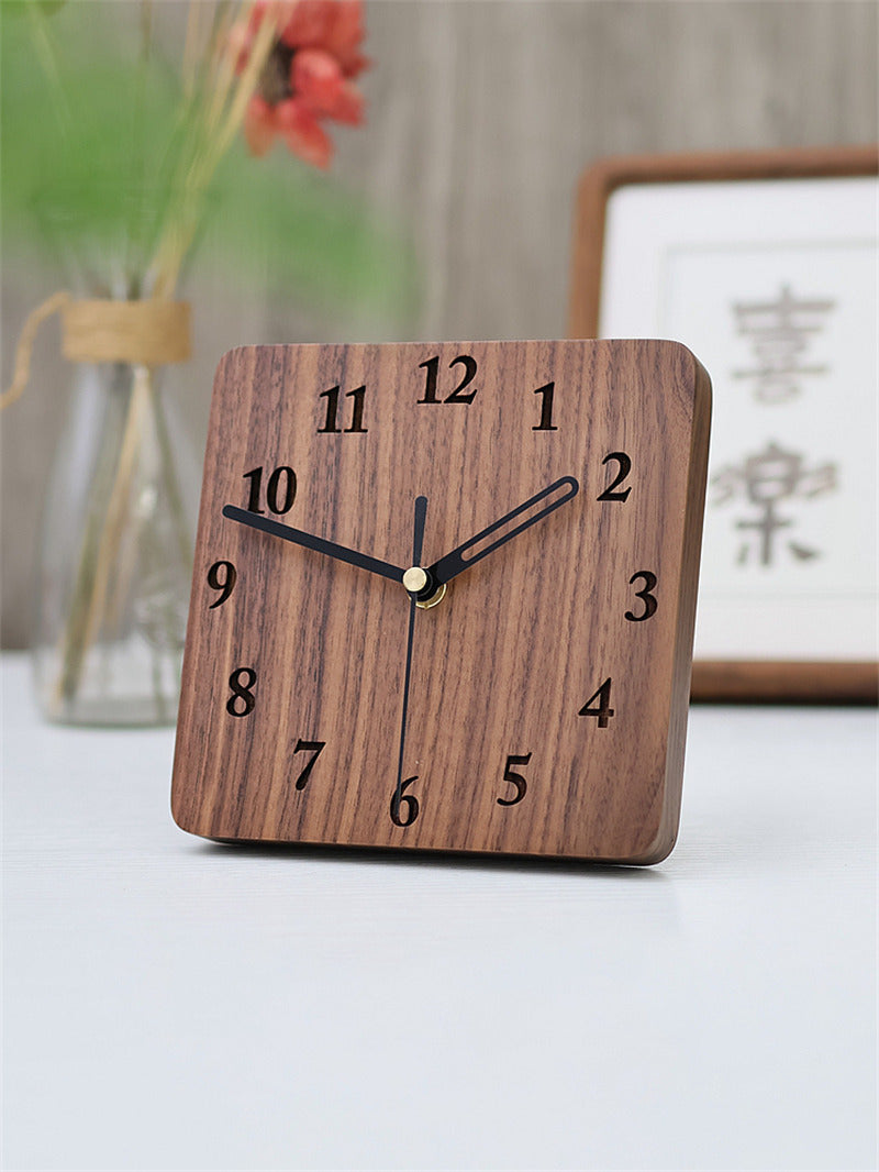 Classic Black Walnut Square Wooden Desk Clock - Timeless Elegance ...