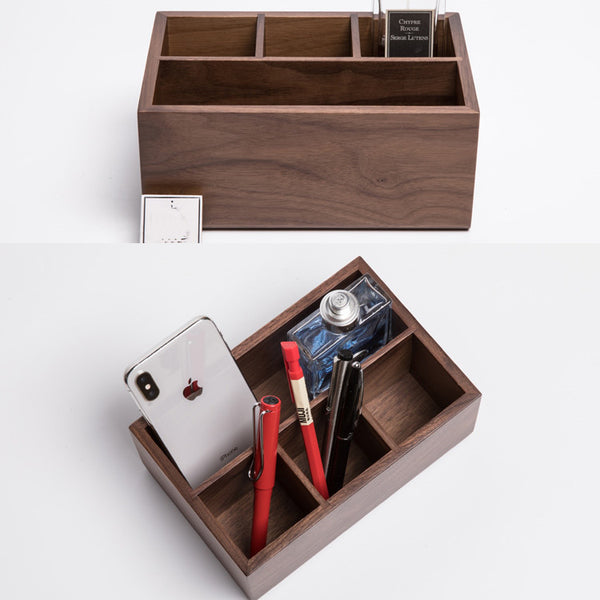 Classic Black Walnut Storage Box, Multiple Grids For Desktop Organizat ...