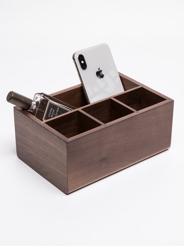 Classic Black Walnut Storage Box, Multiple Grids For Desktop Organizat ...