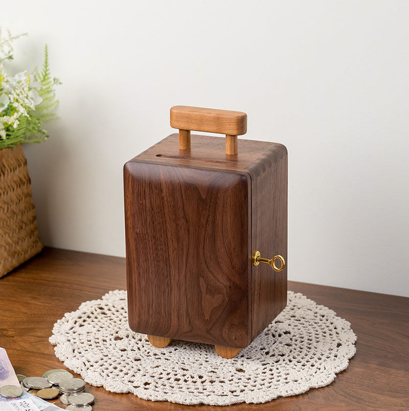 Classic Black Walnut Trolley Case Piggy Bank, A Fun Wooden Gift – More ...