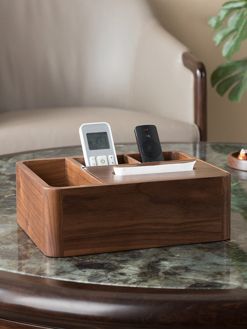 Classic Black Walnut Wooden Organizer - Tissue Box and Remote Holder ...