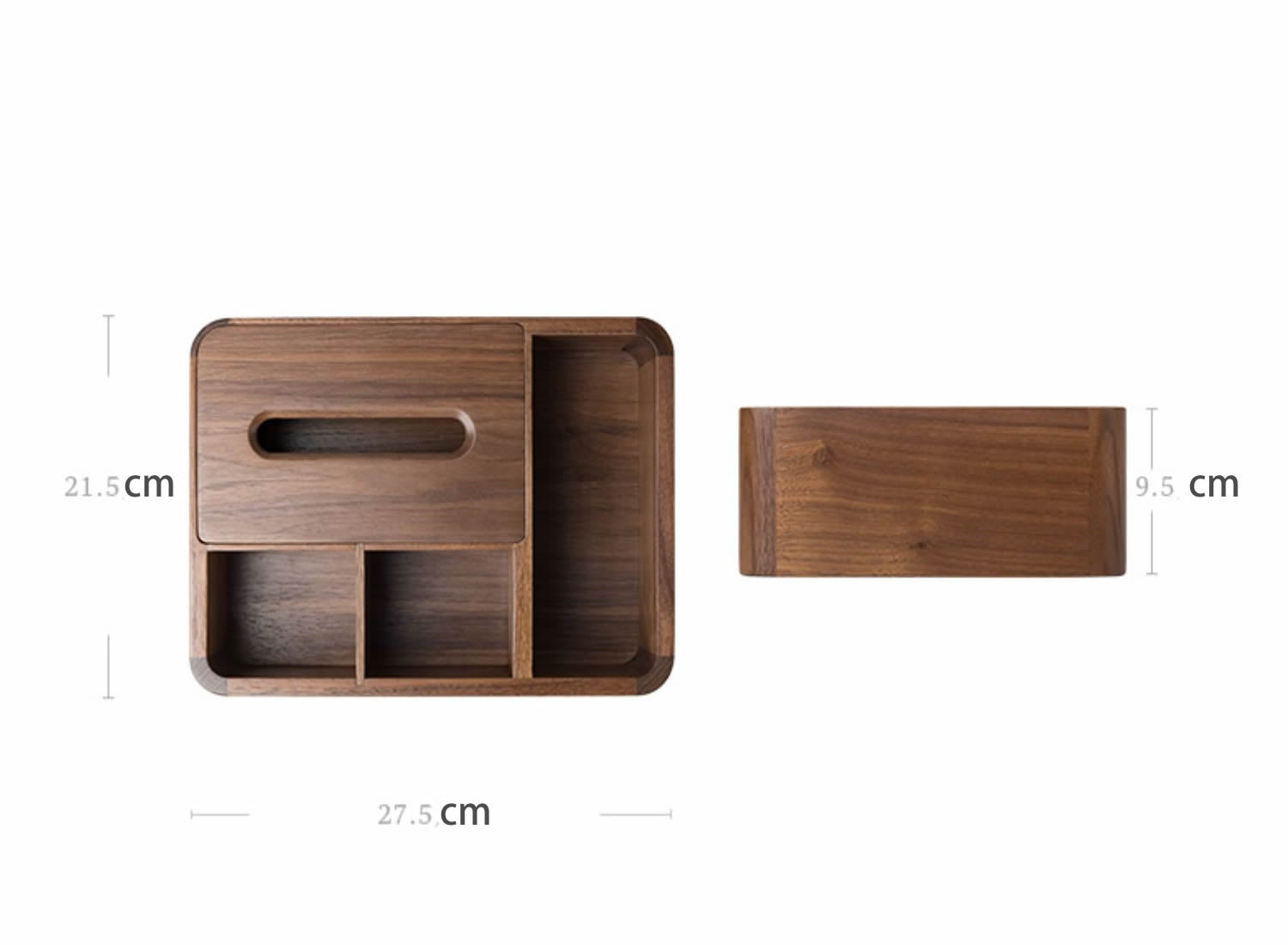Classic Black Walnut Wooden Organizer - Tissue Box and Remote Holder ...