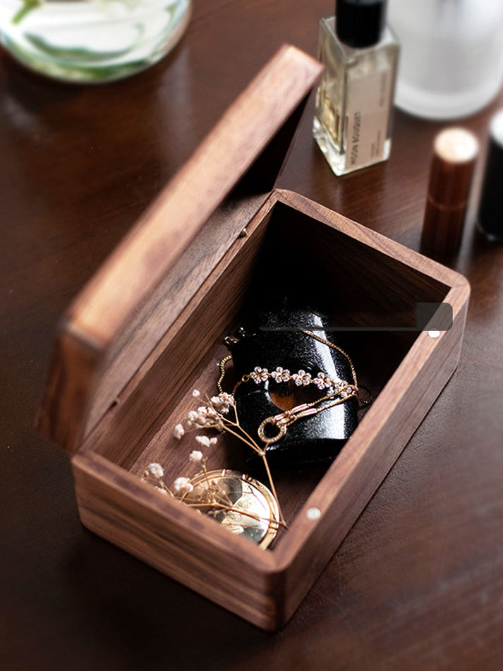Classic Black Walnut Wooden Small Bottle Storage Box – More Angle