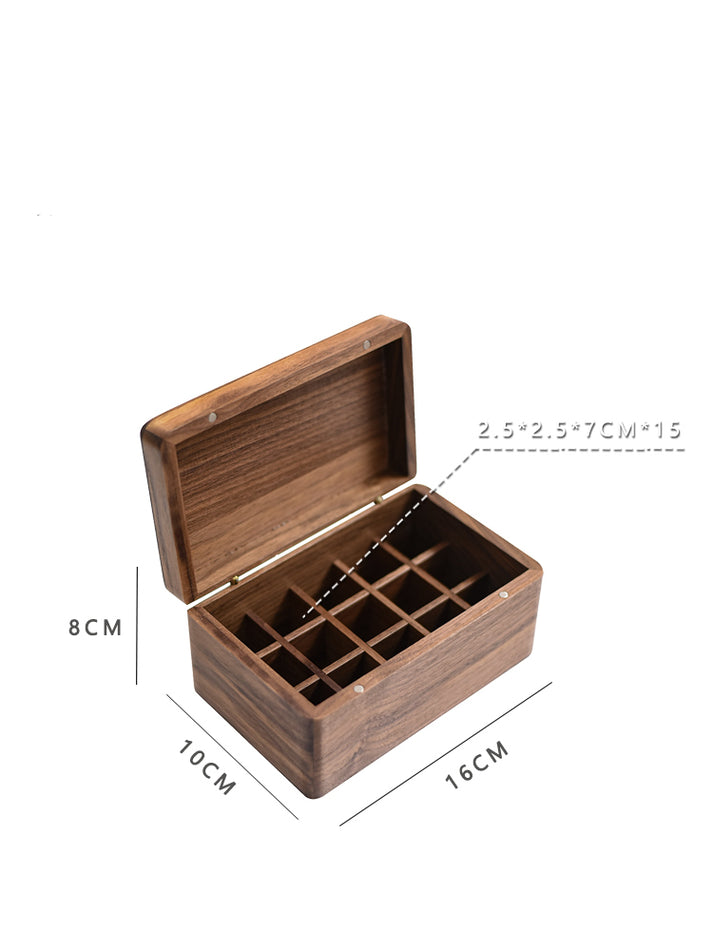 Classic Black Walnut Wooden Small Bottle Storage Box – More Angle