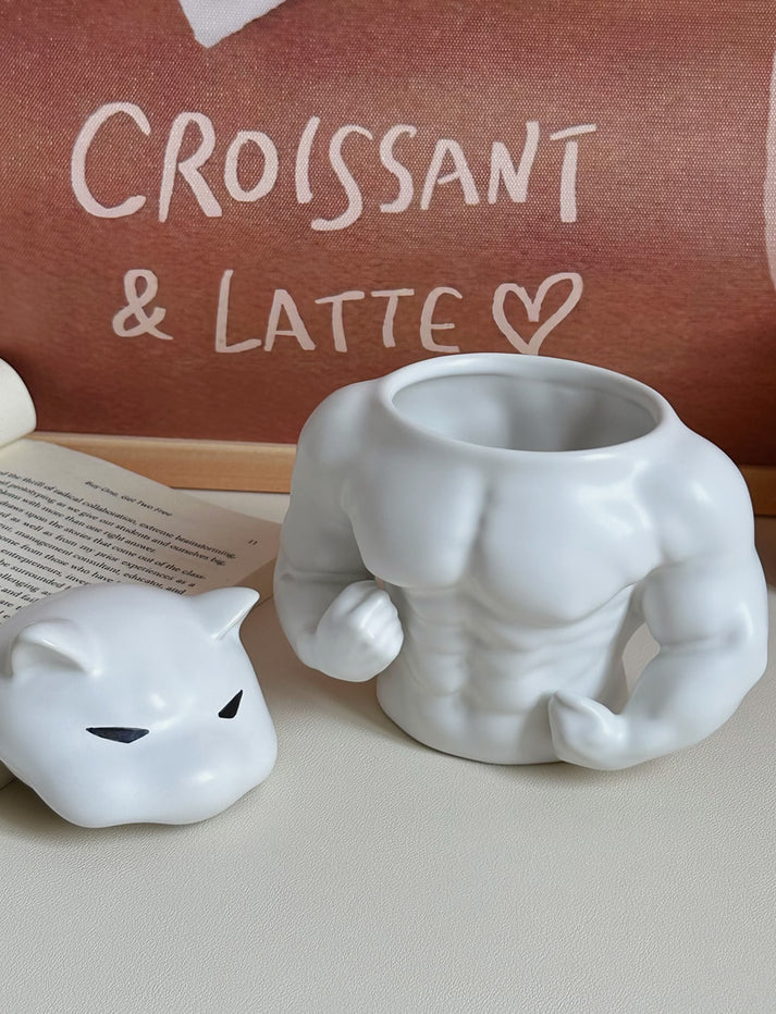 Classic Muscular Dog Ceramic Mug, Fun Decorative Office Pen Holder ...