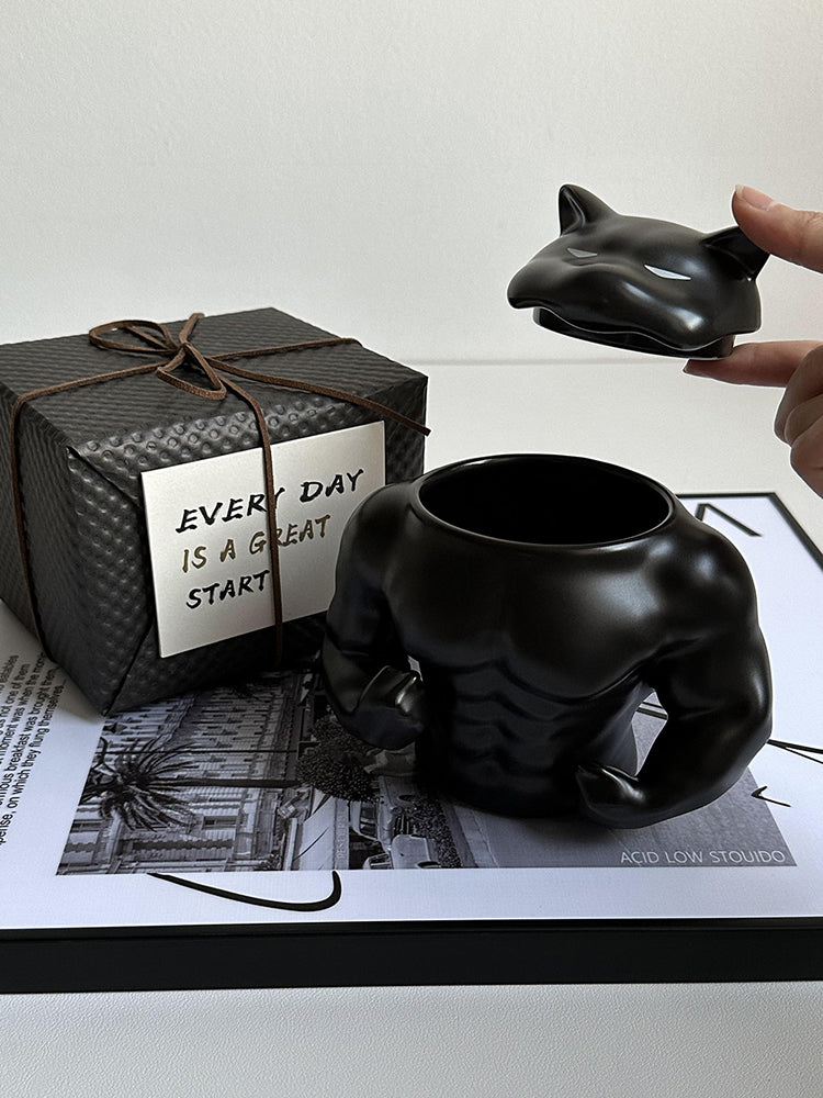 Classic Muscular Dog Ceramic Mug, Fun Decorative Office Pen Holder ...