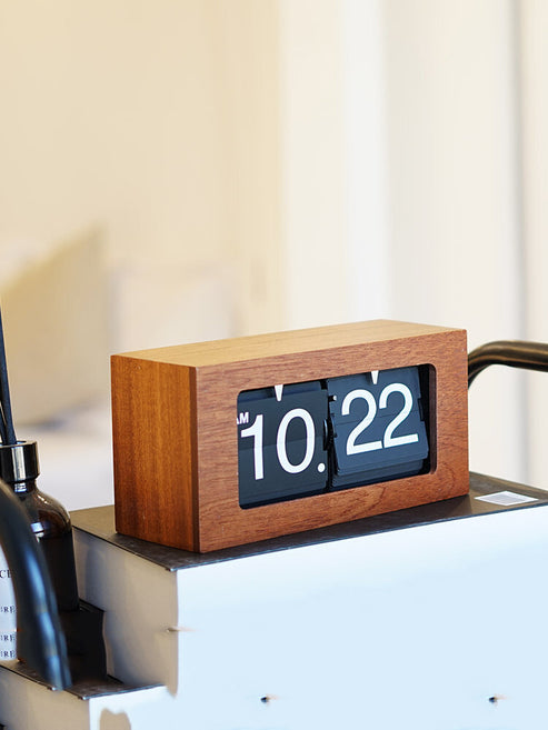 Classic Square Wooden Desktop Flip Clock - Timeless Elegance for Offic ...