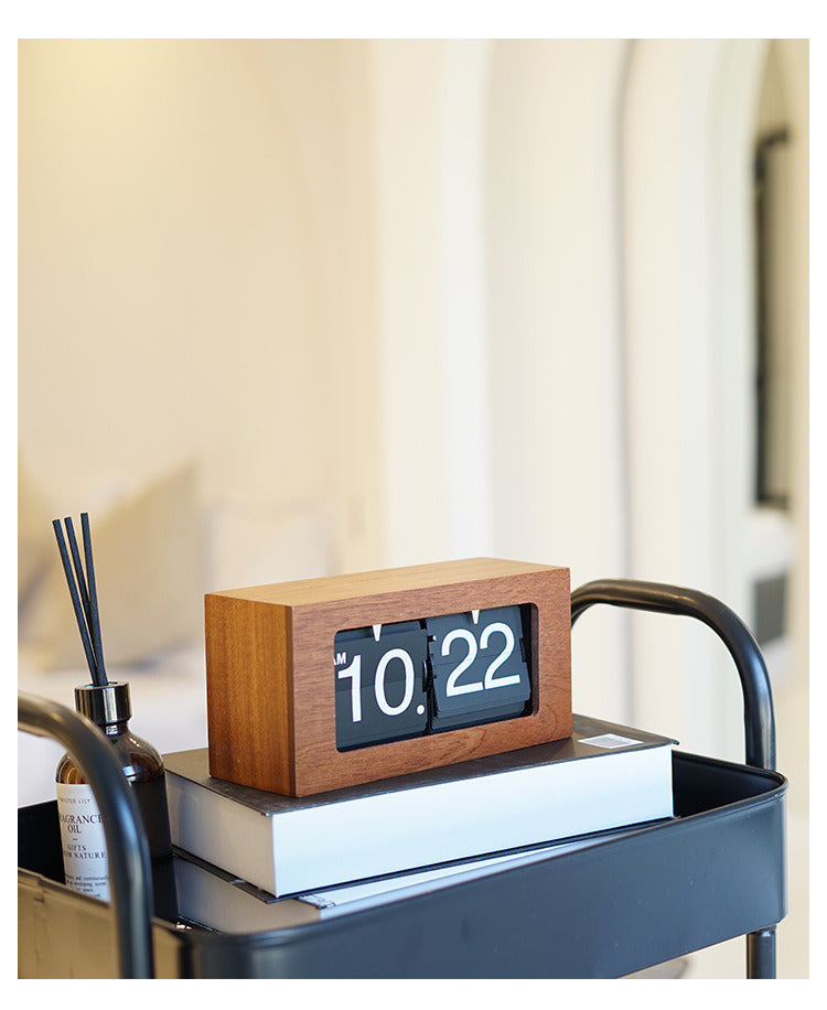 Classic Square Wooden Desktop Flip Clock - Timeless Elegance for Offic – More Angle