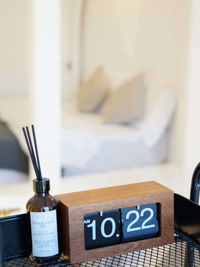 Classic Square Wooden Desktop Flip Clock - Timeless Elegance for Offic ...