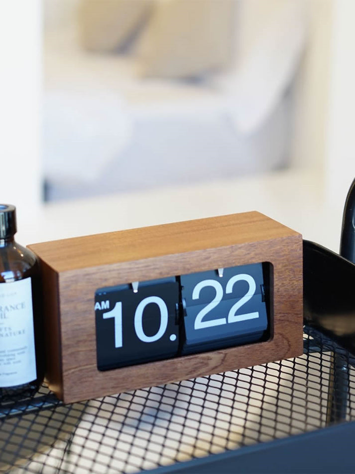 Classic Square Wooden Desktop Flip Clock - Timeless Elegance for Offic ...