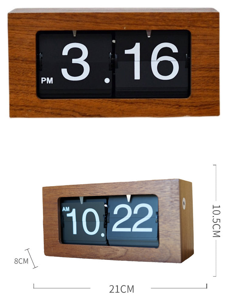 Classic Square Wooden Desktop Flip Clock - Timeless Elegance for Offic ...