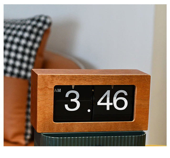 Classic Square Wooden Desktop Flip Clock - Timeless Elegance for Offic ...