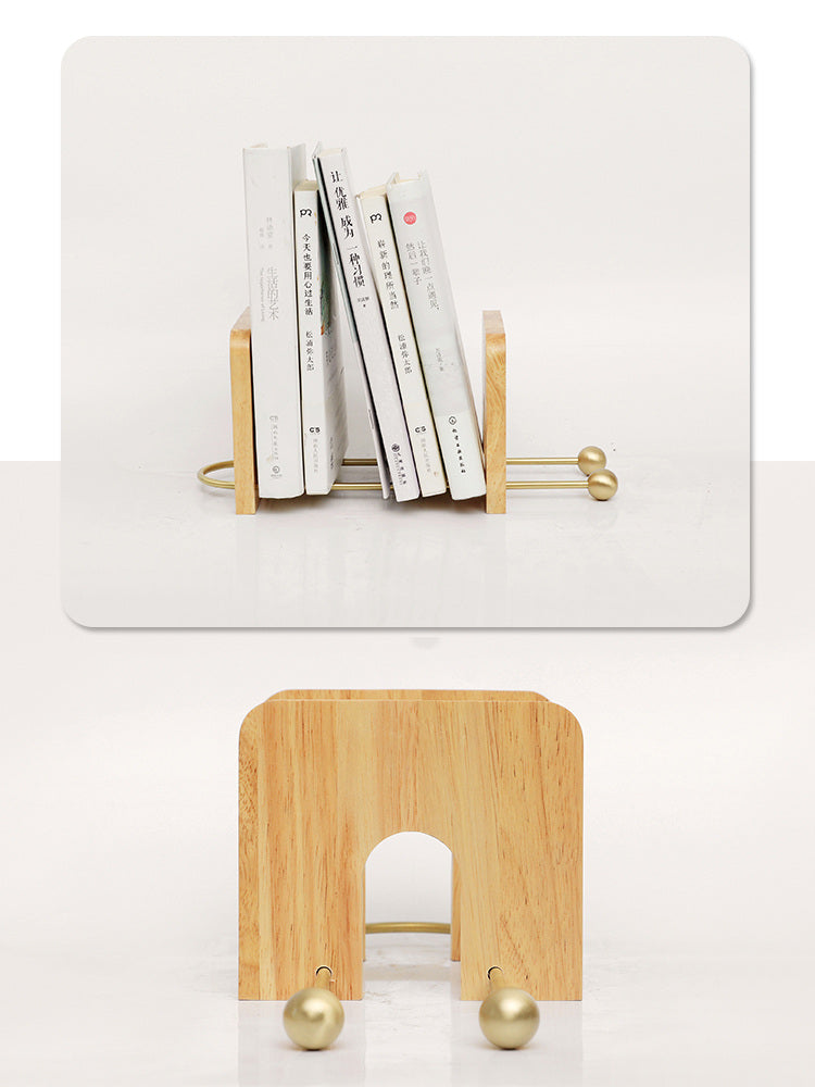 Classic Wood and Brass Desk Bookends: Practical Office Organize – MoreAngle