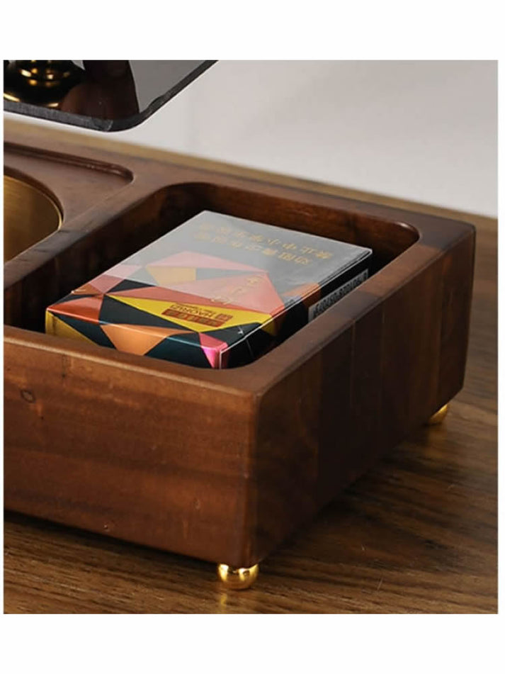 Classic Wooden Ashtray, Living Room Desktop Cigarette Box Storage ...
